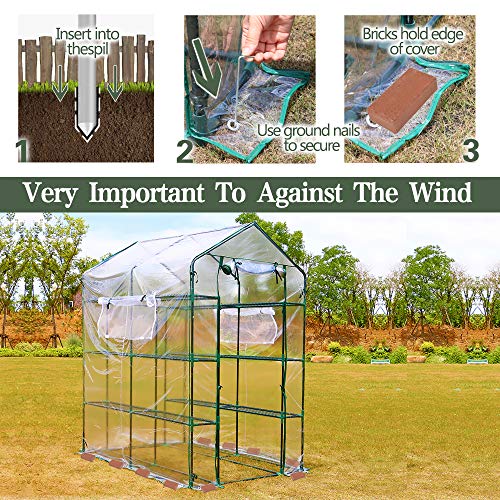 Solution4Patio Mini Walk-in Greenhouse W/Drip Irrigation 4 Tier 16 Shelves Portable for Indoor/Outdoor, invernadero, Transparent Thick Cover, Heavy Duty Frame, 47.3 in. W x 67 in. D x 76.4 in. H