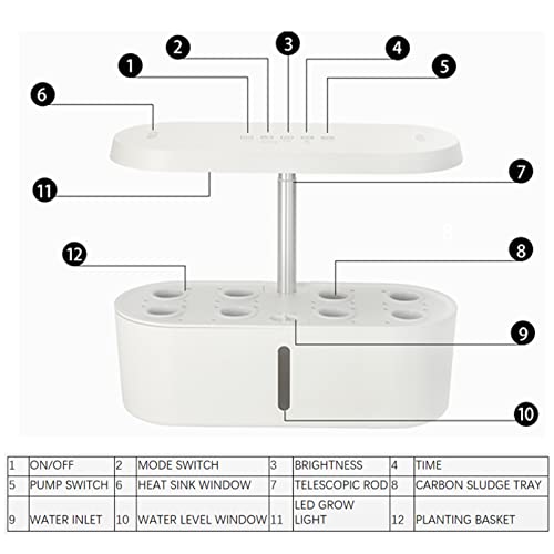 DEAR CARBON Hydroponics Growing System 8 Pots, Indoor Garden with LED Grow Light, Upgrated Lens, Plants Germination Kit, Adjustable Height to 22"