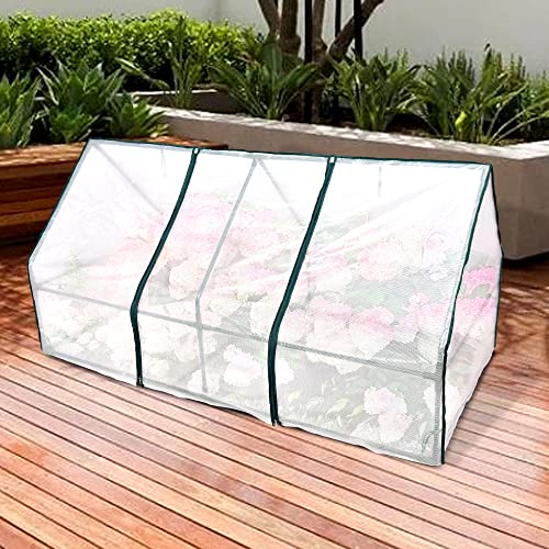 VERFARM Portable Greenhouse Kit for Raised Garden Bed with Roll-up Zipper Doors, Plants Hot House PE Cover for Protecting Plant from Cold Frost & Birds & Insects, Easy Access (6*3FT)