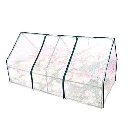 VERFARM Portable Greenhouse Kit for Raised Garden Bed with Roll-up Zipper Doors, Plants Hot House PE Cover for Protecting Plant from Cold Frost & Birds & Insects, Easy Access (6*3FT)