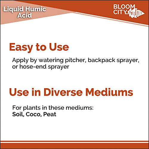 Organic Liquid Humic Soil Health Formula, Great for Houseplants, Gardens and Lawns, by Bloom City, Gallon (128 oz) Concentrated Makes 120+ Gallons