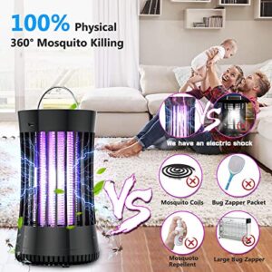 AICase Portable USB Electronic Rechargeable Mosquito Fly Killer Lamp/Bug Zapper for Summer Trip,Outdoor Camping,Patio,Home and Garden,Fly Trap Indoor,Moth Trap/Bug Killer/Insect Killer Light(Black)