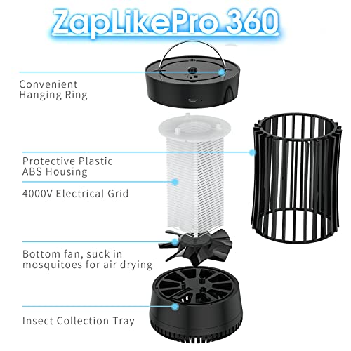 AICase Portable USB Electronic Rechargeable Mosquito Fly Killer Lamp/Bug Zapper for Summer Trip,Outdoor Camping,Patio,Home and Garden,Fly Trap Indoor,Moth Trap/Bug Killer/Insect Killer Light(Black)