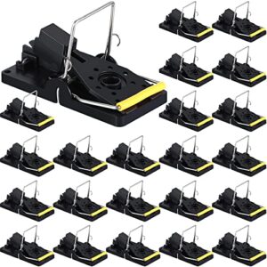 24 pcs mouse traps plastic mice trap house indoor rat trap quick effective safe mouse traps for warehouse garden kitchen 3.86 x 1.81 x 2.17 inch (black, yellow)