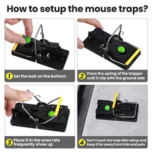 24 Pcs Mouse Traps Plastic Mice Trap House Indoor Rat Trap Quick Effective Safe Mouse Traps for Warehouse Garden Kitchen 3.86 x 1.81 x 2.17 Inch (Black, Yellow)