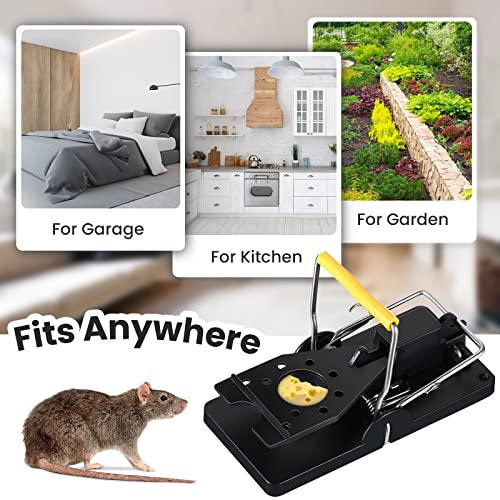 24 Pcs Mouse Traps Plastic Mice Trap House Indoor Rat Trap Quick Effective Safe Mouse Traps for Warehouse Garden Kitchen 3.86 x 1.81 x 2.17 Inch (Black, Yellow)