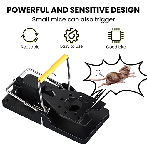 24 Pcs Mouse Traps Plastic Mice Trap House Indoor Rat Trap Quick Effective Safe Mouse Traps for Warehouse Garden Kitchen 3.86 x 1.81 x 2.17 Inch (Black, Yellow)