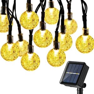 joomer outdoor solar string lights 45.5ft 60 led solar powered string lights waterproof,8 modes crystal ball lights solar fairy patio lights for garden, lawn, porch, gazebo, bistro(warm white)