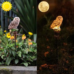 Solar Owl Light, 3 Pack Owl Night Light, Solar Powered Owl for Walkway Yard Lawn Landscape Lighting Decoration, Waterproof, Energy Saving. (Brown Owl)