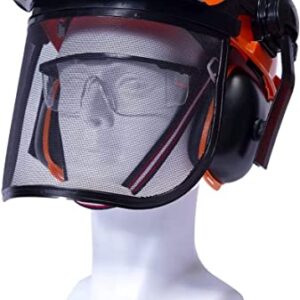 Chainsaw Helmet with Safety Face Shield and Ear Muffs, Helmet for Chainsaw Use, Safety Helmet Removable Anti-Fog Goggles by SUNHOO