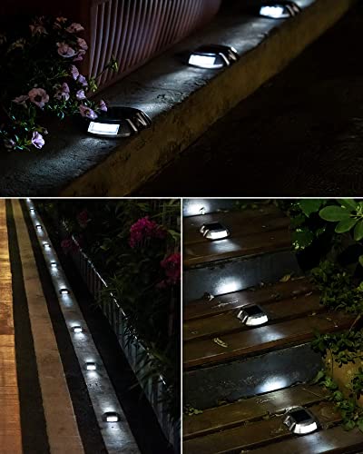 JACKYLED Solar Dock Lights Outdoor 8-Pack Solar Powered Driveway Lights IP68 Waterproof LED Step Lighting Road Markers for Boat Deck Path Garden Walkway Backyard, Bright White