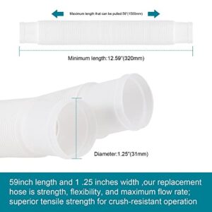 Pool Hose,1.25Inches Diameter Replacement Hose(2Pcs 59"length),Pool Filter Replacement Hose Compatible with filter Pump 330 GPH, 530 GPH, and 1000 GPH.(Upgraded)