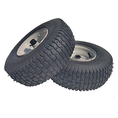 2 Pack 13x5.00-6 Lawn Tractor Pneumatic wheel,Wheelbarrow tire Turf Tread,3.13" hub length with steel rim,Flange ID 0.76''