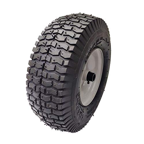 2 Pack 13x5.00-6 Lawn Tractor Pneumatic wheel,Wheelbarrow tire Turf Tread,3.13" hub length with steel rim,Flange ID 0.76''