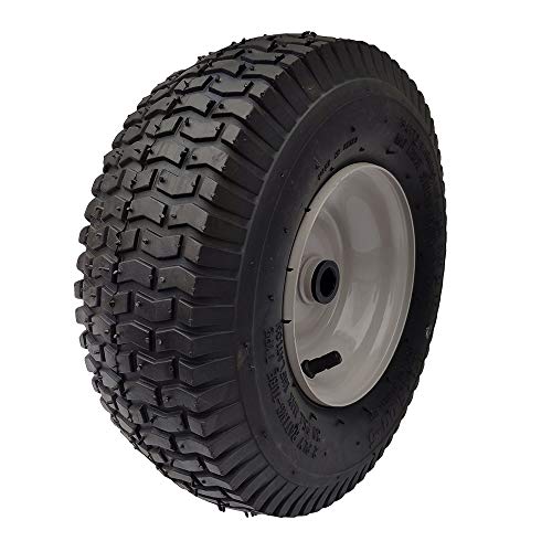 2 Pack 13x5.00-6 Lawn Tractor Pneumatic wheel,Wheelbarrow tire Turf Tread,3.13" hub length with steel rim,Flange ID 0.76''