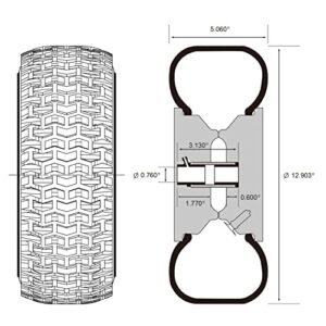 2 Pack 13x5.00-6 Lawn Tractor Pneumatic wheel,Wheelbarrow tire Turf Tread,3.13" hub length with steel rim,Flange ID 0.76''