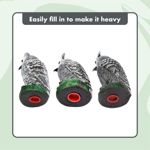 Fake Owl Decoy and Bird Deterrent - Set of 3 Plastic Owl to Scare Birds Away - Effective Bird Deterrent Devices as Scarecrow for Garden - Bird Repellent Devices Outdoor, Keep Birds Away!