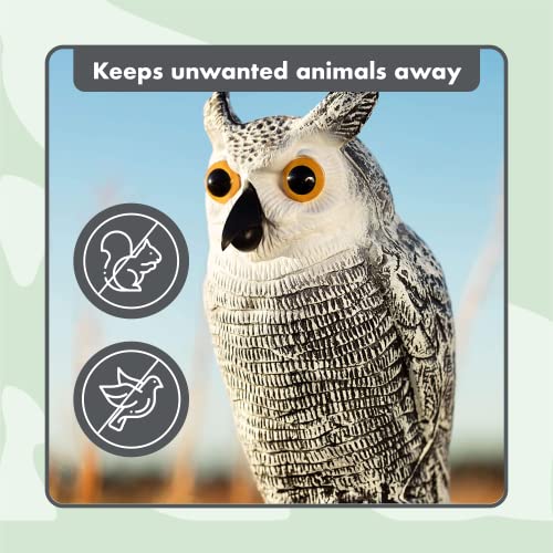 Fake Owl Decoy and Bird Deterrent - Set of 3 Plastic Owl to Scare Birds Away - Effective Bird Deterrent Devices as Scarecrow for Garden - Bird Repellent Devices Outdoor, Keep Birds Away!