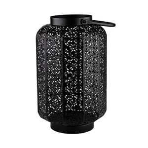 anrust bucket metal lanterns hanging, outdoor garden lanterns, metal lantern table light lantern for garden, patio, yard relaxing atmosphere on calm nights (black)