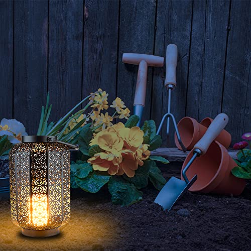 ANRUST Bucket Metal Lanterns Hanging, Outdoor Garden Lanterns, Metal Lantern Table Light Lantern for Garden, Patio, Yard Relaxing Atmosphere on Calm Nights (Black)