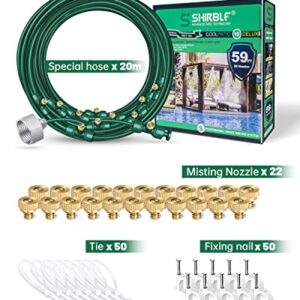 Misters for Outside Patio - 59FT(18M) Mister System, 20 Brass Nozzles Misting System, Patio Mister, Misting Cooling System for Patio, Garden, Greenhouse, Deck, Trampoline for waterpark