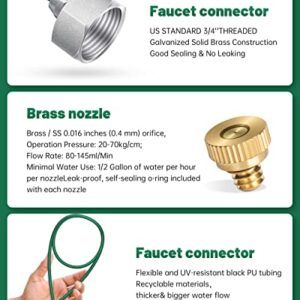 Misters for Outside Patio - 59FT(18M) Mister System, 20 Brass Nozzles Misting System, Patio Mister, Misting Cooling System for Patio, Garden, Greenhouse, Deck, Trampoline for waterpark