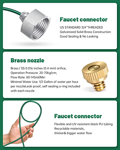 Misters for Outside Patio - 59FT(18M) Mister System, 20 Brass Nozzles Misting System, Patio Mister, Misting Cooling System for Patio, Garden, Greenhouse, Deck, Trampoline for waterpark