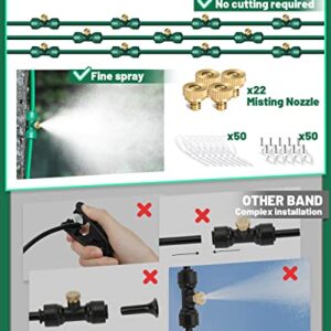 Misters for Outside Patio - 59FT(18M) Mister System, 20 Brass Nozzles Misting System, Patio Mister, Misting Cooling System for Patio, Garden, Greenhouse, Deck, Trampoline for waterpark