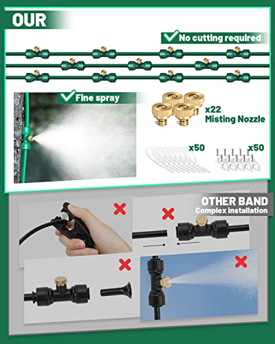 Misters for Outside Patio - 59FT(18M) Mister System, 20 Brass Nozzles Misting System, Patio Mister, Misting Cooling System for Patio, Garden, Greenhouse, Deck, Trampoline for waterpark