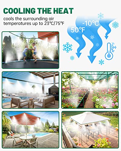 Misters for Outside Patio - 59FT(18M) Mister System, 20 Brass Nozzles Misting System, Patio Mister, Misting Cooling System for Patio, Garden, Greenhouse, Deck, Trampoline for waterpark