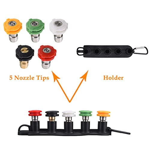 FIXFANS Pressure Washer Gun Kit, 4000PSI Power Washer Handle Gun with Replacement Wand Extension, High Pressure Spray Gun with 5 Nozzle Tips, M22 Fitting, 1/4" Quick Connect Female