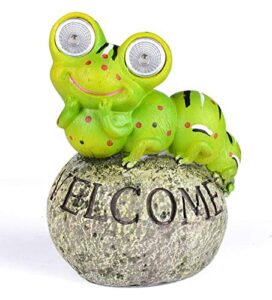 bo-toys solar powered caterpillar on a welcome stone outdoor led garden light decor