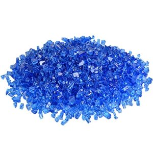 skyflame high luster 10-pound regular fire glass for fire pit fireplace garden landscaping cobalt blue 1/4″ size