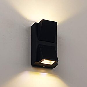 Yosoan LED Waterproof Wall Light, 6W 86V-265V Warm White 3000K IP65 Matte Aluminum Mondern Porch Lighting Black Mount Up and Down Modern Porch Garden Light Fixture Indoor Outdoor