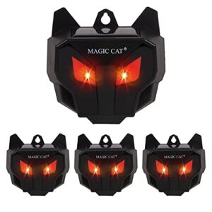 magic cat solar animal repellent, wild animal predator red eyes led blinking lights, waterproof nocturnal animal repeller to keep skunk, deer, coyote, raccoon away from garden yard farm chicken coop