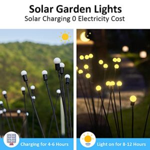 JSMAASER 2Pcs 10 LED Solar Powered Firefly Lights, Garden Lights Solar Powered Waterproof, Starburst Swaying Light Swaying When Wind Blows for Landscape, Pathway, Patio, Christmas (Warm White, 10 LED)