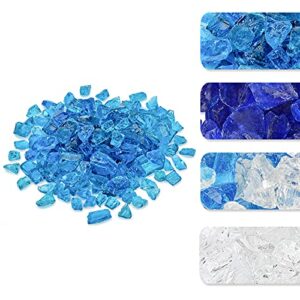 skyflame 10-pound crushed fire glass for fire pit/fireplace/vase fillers/garden landscapes/resin art, sea blue