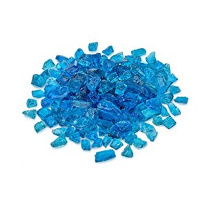 Skyflame 10-Pound Crushed Fire Glass for Fire Pit/Fireplace/Vase Fillers/Garden Landscapes/Resin Art, Sea Blue