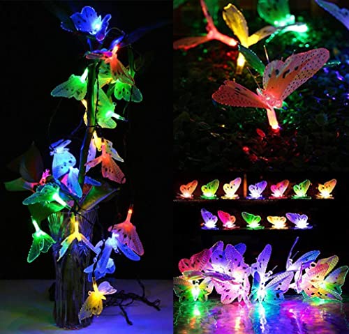 jindaaudio Solar Butterfly Lights Outdoor, Solar Powered String Lights, Led Butterfly String Lights, Solar Lights Outdoor Butterfly Garden, Butterflies Solar Lights Outdoor with Led Waterproof