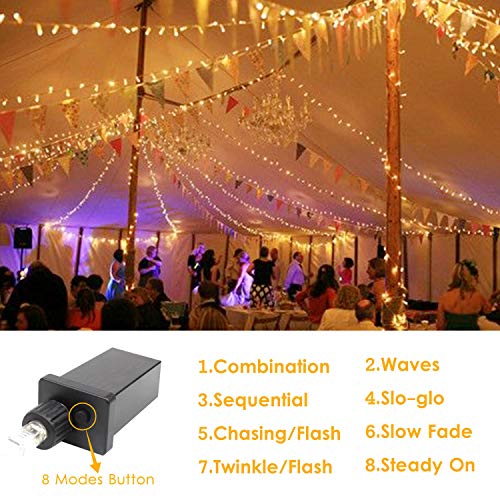 YIQU Extendable 82FT 200 LED String Lights Indoor/Outdoor, Warm White Christmas Lights with 8 Lighting Modes, Plug in Fairy String Lights for Bedroom Party Wedding Decorations Garden Xmas Tree