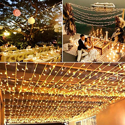 YIQU Extendable 82FT 200 LED String Lights Indoor/Outdoor, Warm White Christmas Lights with 8 Lighting Modes, Plug in Fairy String Lights for Bedroom Party Wedding Decorations Garden Xmas Tree