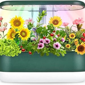 Hydroponics Growing System, 10 Pods Indoor Gardening System with 24W Full Spectrum Grow Light, Automatic Timer Pump,Height Adjustable(7''-15''),4.2L Water Tank Indoor Growing System for Patio Kitchen