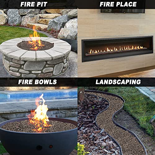 Skyflame 10LB Lava Rocks for Fire Pits, Fire Tables, Fireplaces, Garden Landscaping Decoration, Indoor and Outdoor Use, 1/10"-1/5" Natural Sizes, Black Earth