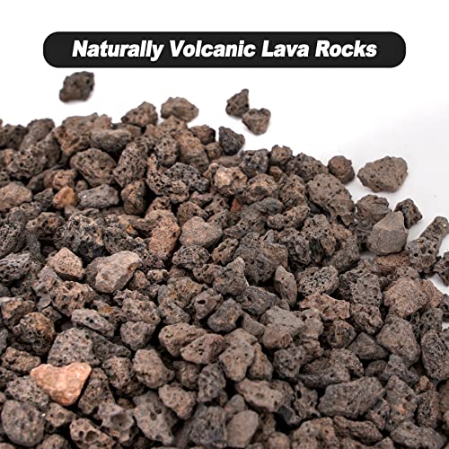 Skyflame 10LB Lava Rocks for Fire Pits, Fire Tables, Fireplaces, Garden Landscaping Decoration, Indoor and Outdoor Use, 1/10"-1/5" Natural Sizes, Black Earth