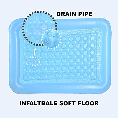 Inflatable Pools, Kiddie Pools, Inflatable Family Swim Play Center Pool with Soft Floor, 82" & 59" Durable Swimming Pool, Summer Water Fun for Garden or Backyard or Indoor (82Orange&59Blue)