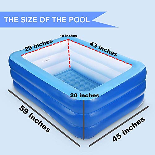 Inflatable Pools, Kiddie Pools, Inflatable Family Swim Play Center Pool with Soft Floor, 82" & 59" Durable Swimming Pool, Summer Water Fun for Garden or Backyard or Indoor (82Orange&59Blue)