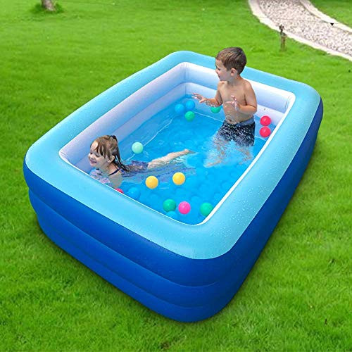 Inflatable Pools, Kiddie Pools, Inflatable Family Swim Play Center Pool with Soft Floor, 82" & 59" Durable Swimming Pool, Summer Water Fun for Garden or Backyard or Indoor (82Orange&59Blue)