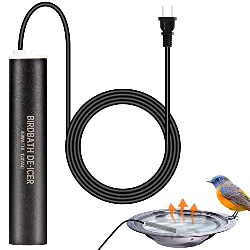 RGQSUN Bird Bath Deicer Heater for Outdoors in Winter,48 W Thermostatic Control Bird Bath Water Heater with 4.6 Ft Long Power Cord,Energy Saving Heater for Patio,Yard, Garden,Lawn