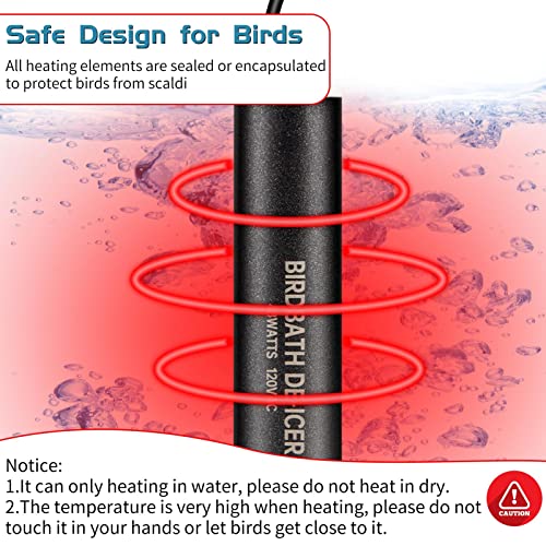 RGQSUN Bird Bath Deicer Heater for Outdoors in Winter,48 W Thermostatic Control Bird Bath Water Heater with 4.6 Ft Long Power Cord,Energy Saving Heater for Patio,Yard, Garden,Lawn