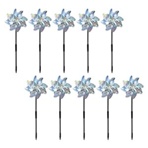 happyyami 10pcs orchard reflective windmill bird pinwheel reflective windmill bird- driving windmill fast wind glowing bird scaring spinner bird- driving windmill for garden orchard